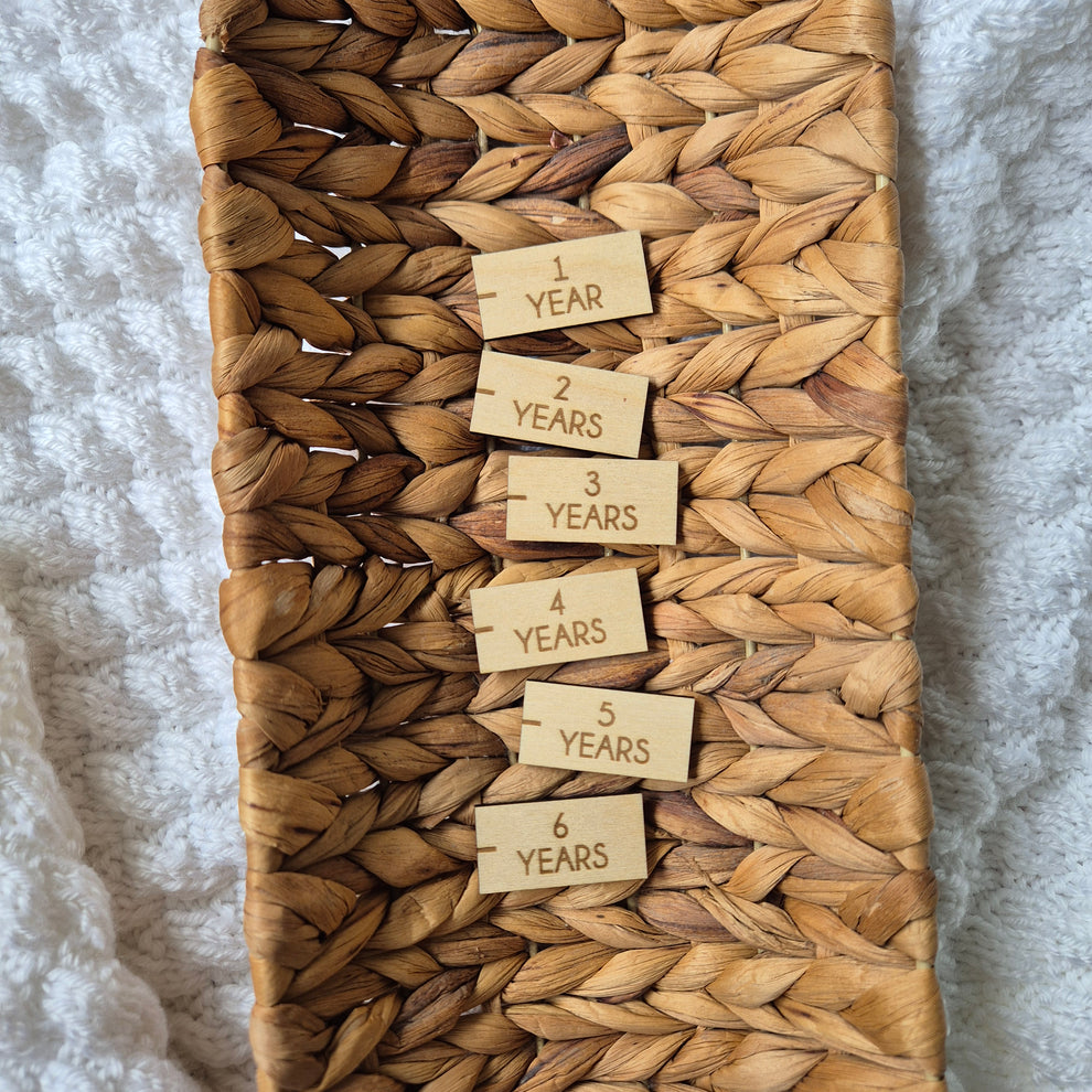 Rectangle Wooden Height Chart Markers - Set of 6 Growth Milestone Tags ...